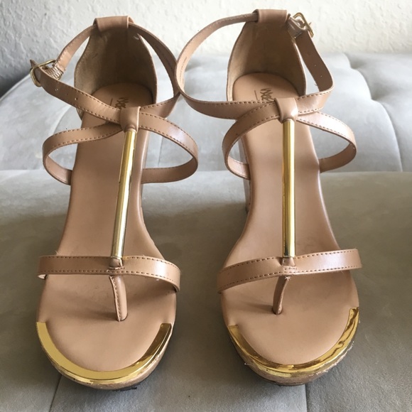 Mossimo Supply Co. | Shoes | Tan And Gold Wedges Mossimo | Poshmark